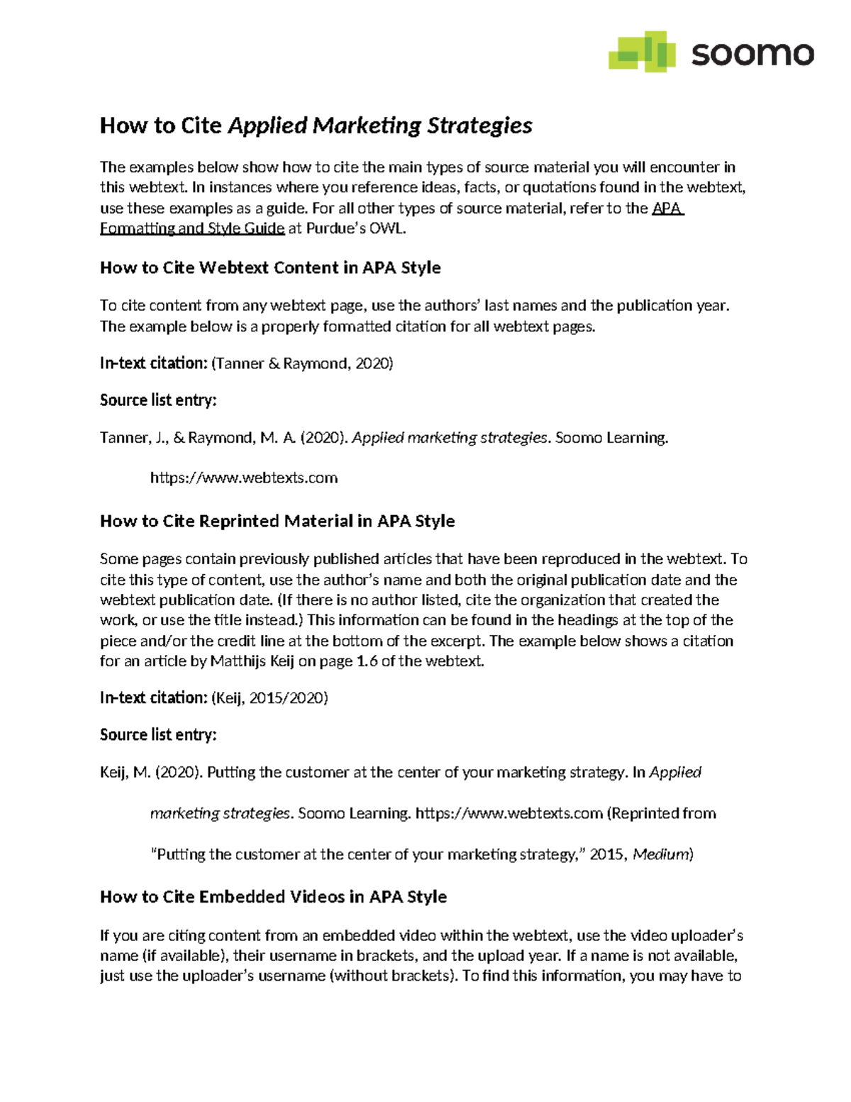 Soomo Citation Guide - How to Cite Applied Marketing Strategies The ...