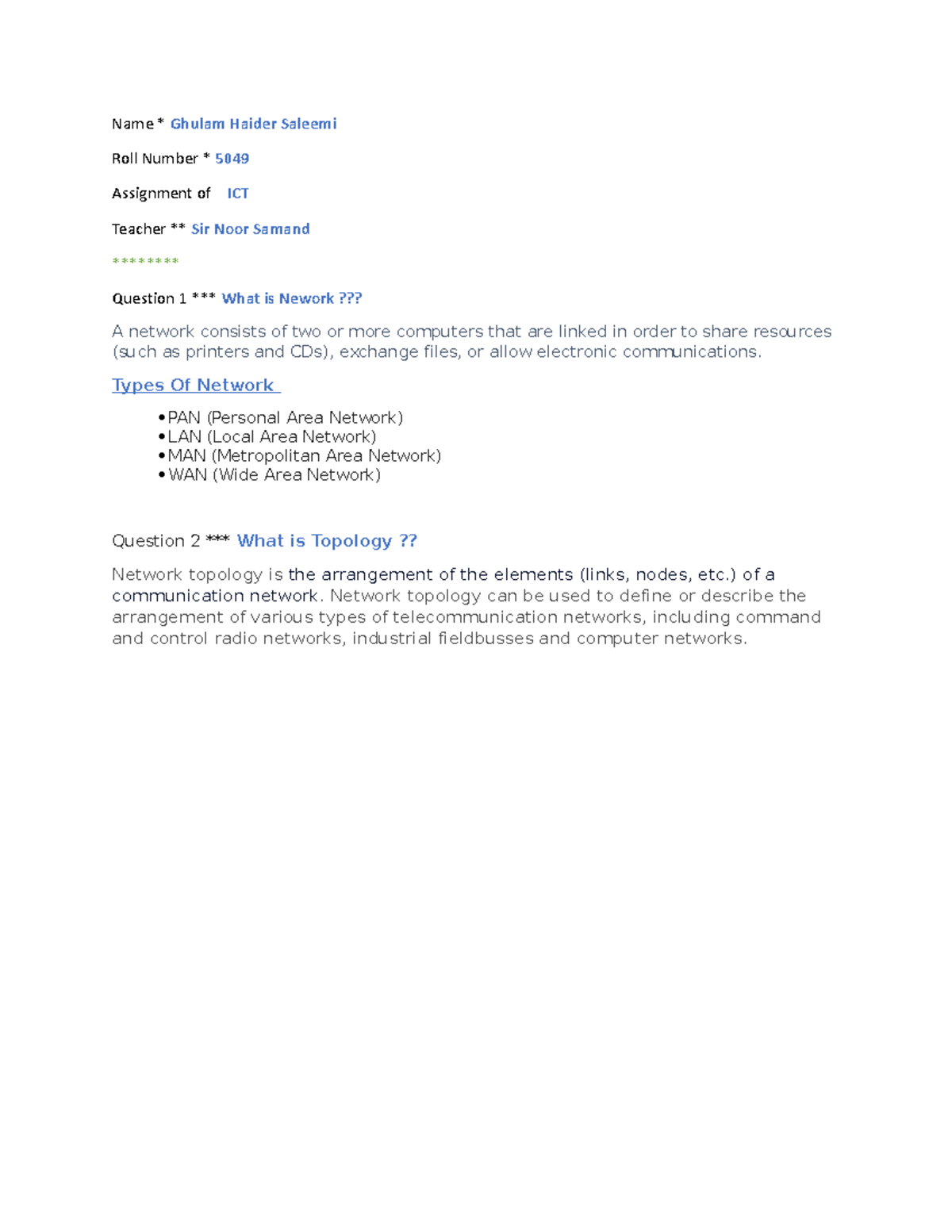 Ghulam Haider Roll Number 5049 - Name * Ghulam Haider Saleemi Roll ...