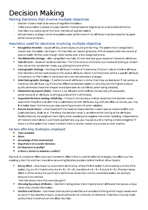 Lecture 9 - Decs with multiple objectives Smart - Using SMART to support decisions involving ...