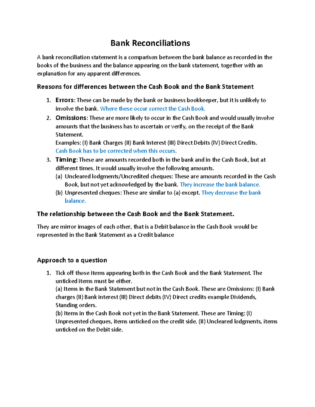 Bank Reconciliations - csec poa - Bank Reconciliations A bank ...