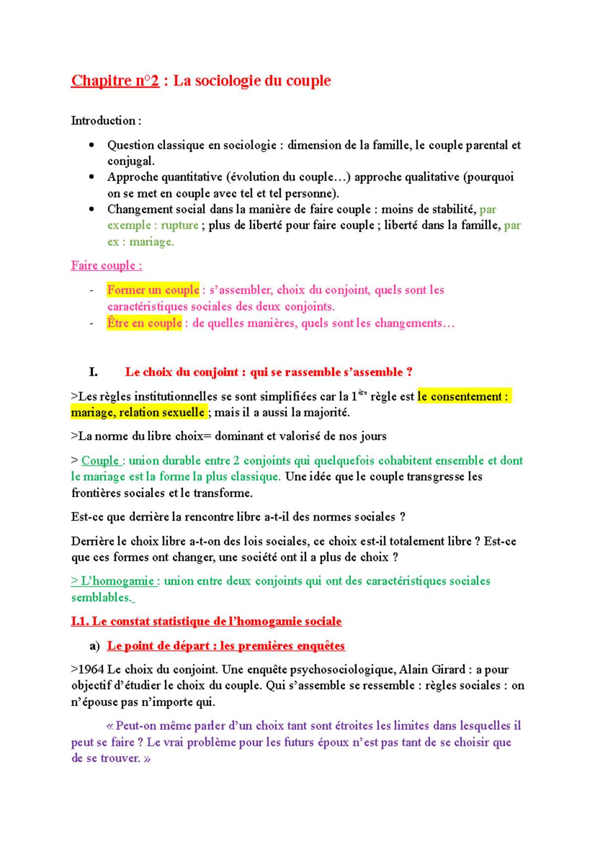 Chapitre n°2 - La sociologie du couple - Chapitre n°2 : La sociologie du couple Introduction ...