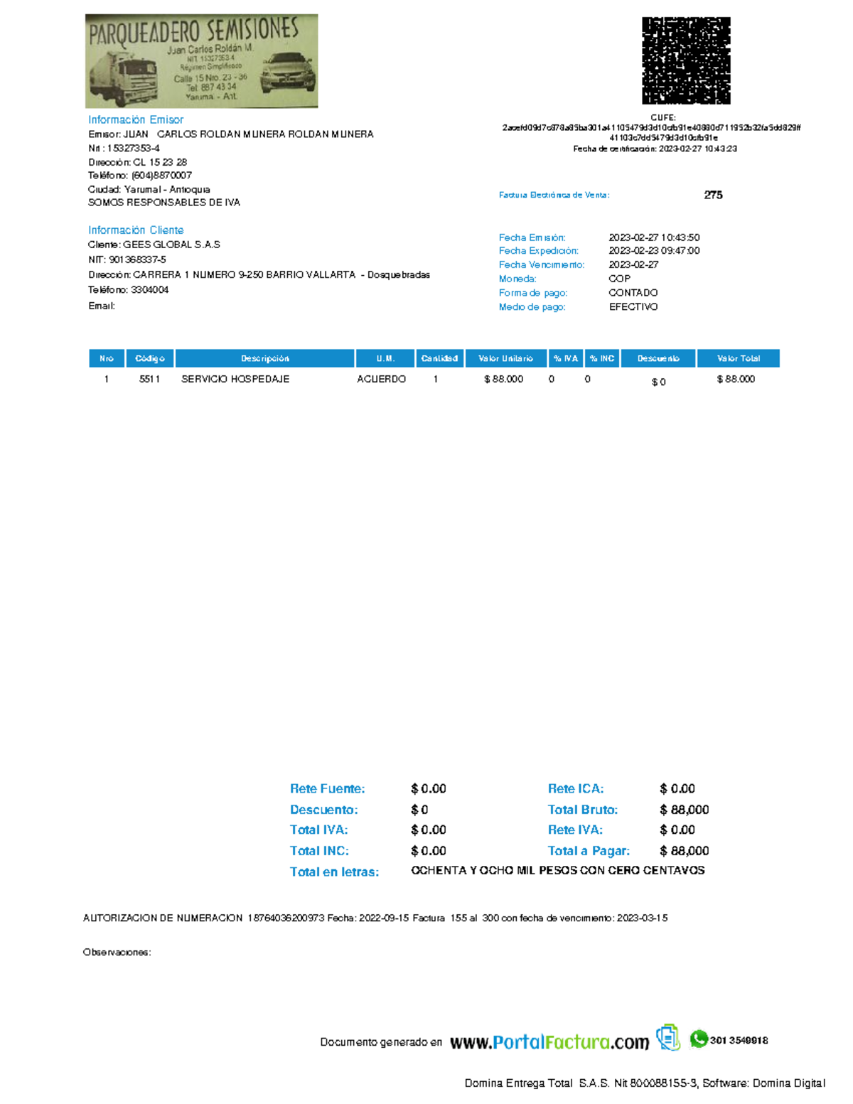 Semisiones - Niguna - Emisor: JUAN CARLOS ROLDAN MUNERA ROLDAN MUNERA ...
