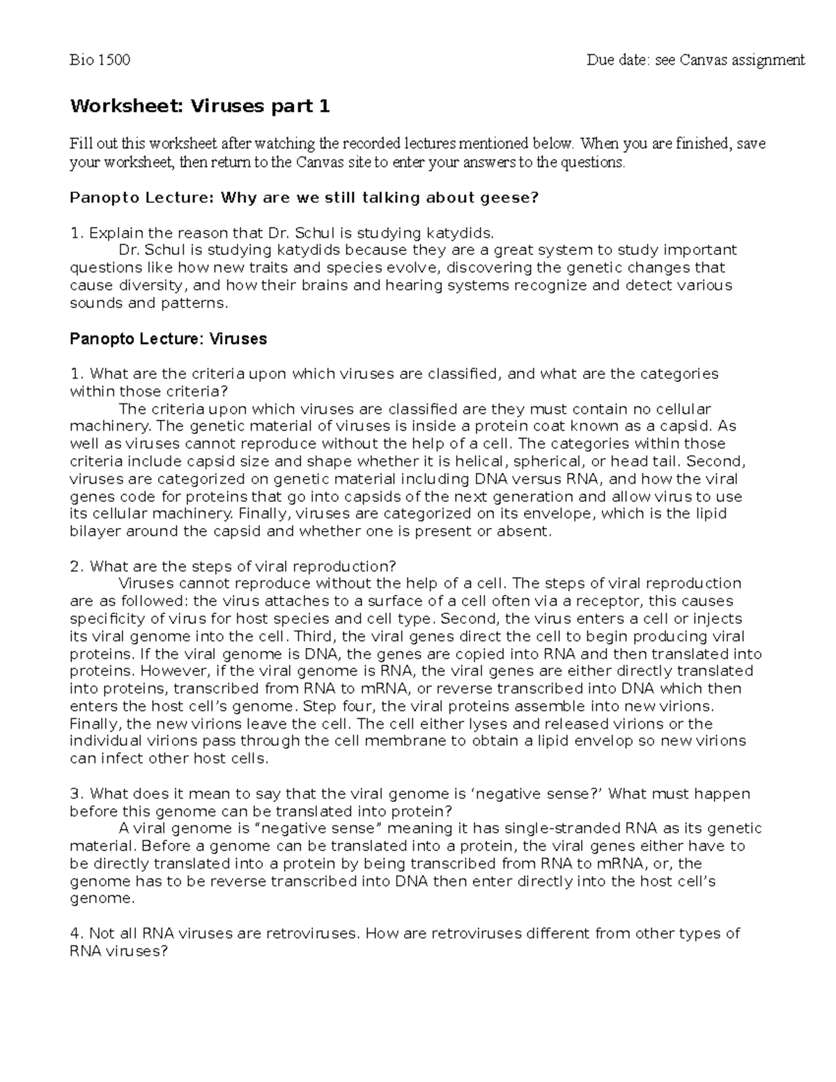 #22 viruses-1 - Homework 22 Dr. Liscum - Bio 1500 Due date: see Canvas ...