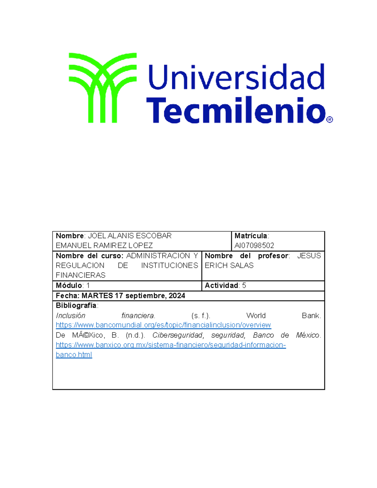 ACT 5 - Tarea - Administración financiera - Nombre: JOEL ALANIS ESCOBAR ...