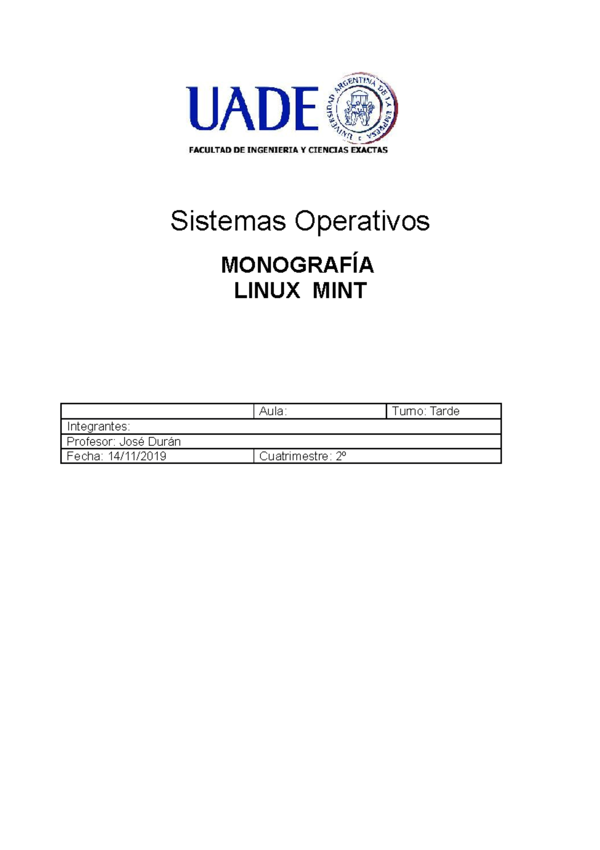 Monografia Linux Mint - Nota: 7 - Sistemas Operativos MONOGRAFÍA LINUX ...