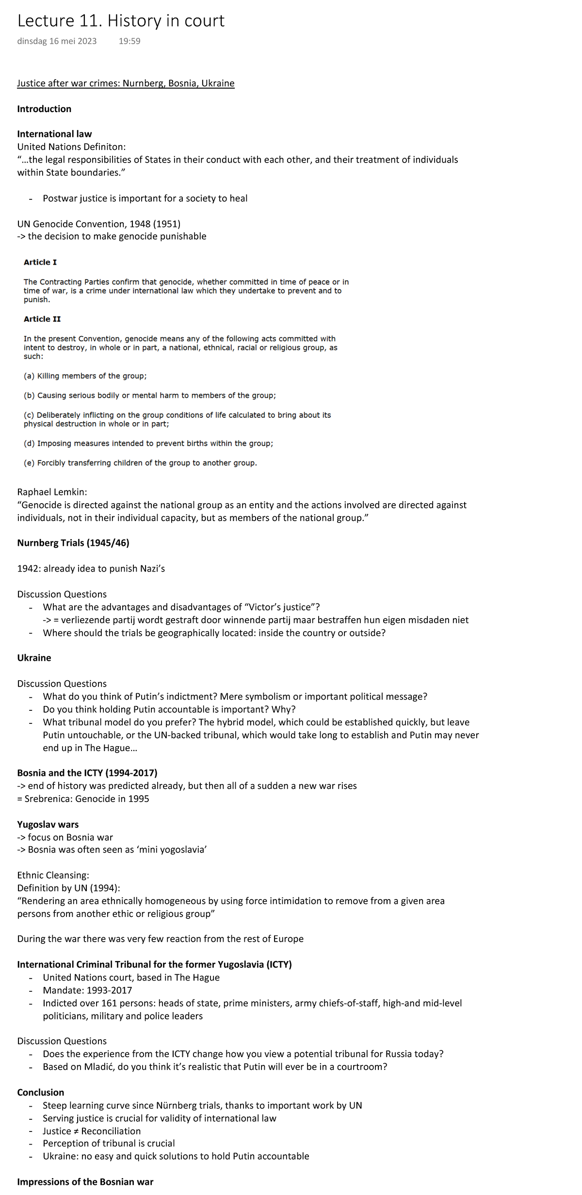 Lecture 11. History in court - Justice after war crimes: Nurnberg ...