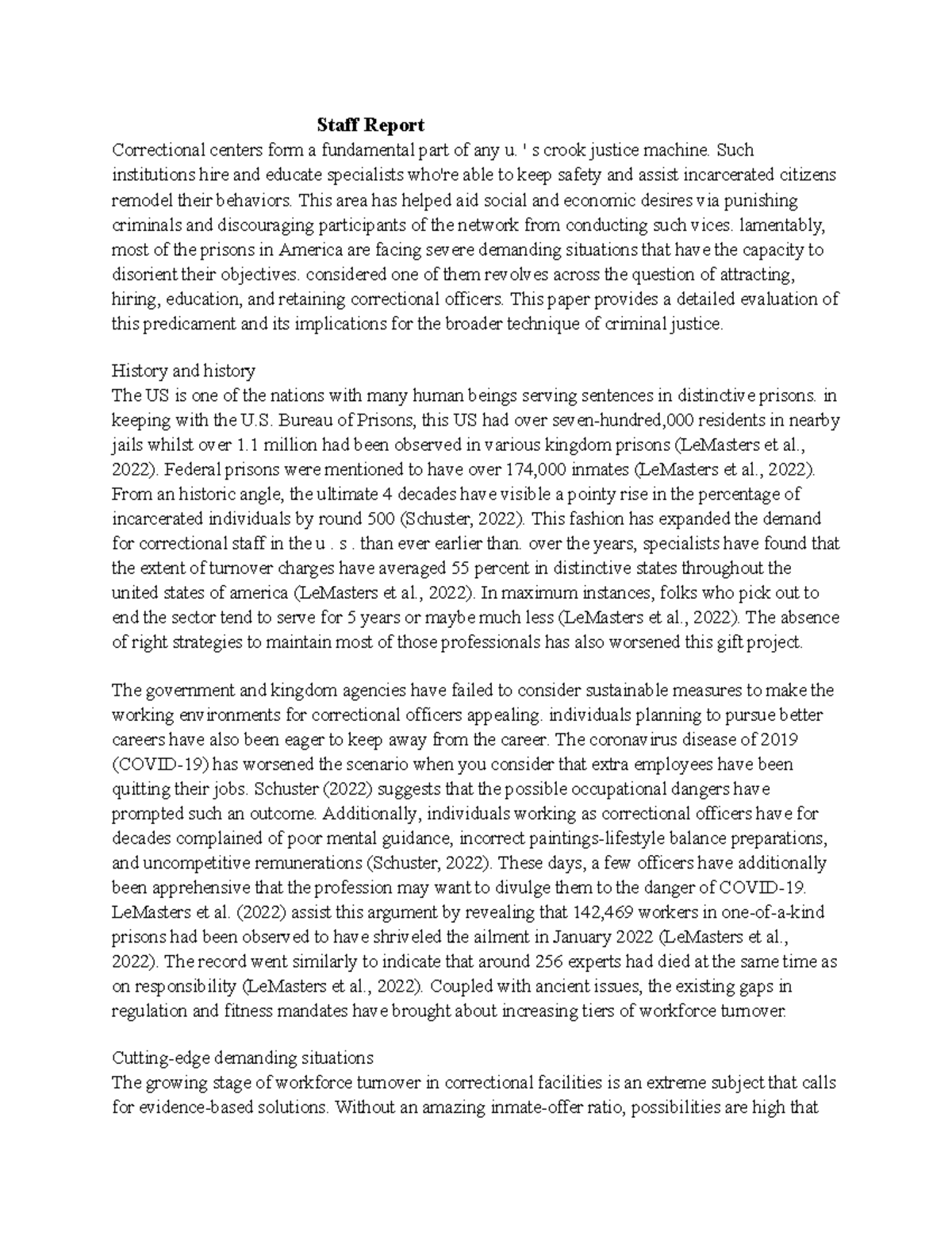 Staff Report - Staff Report Correctional centers form a fundamental ...