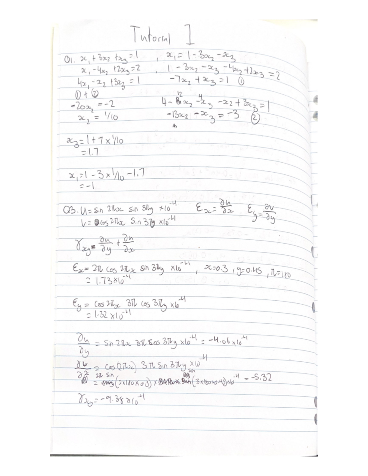 Tutorial 1 - 300488 - Tutorial I Q1. 20, t 3x2 try3 1 7 I thaez 1323 7x2 x3 1 1 t 2 12 2022 2 22 ...