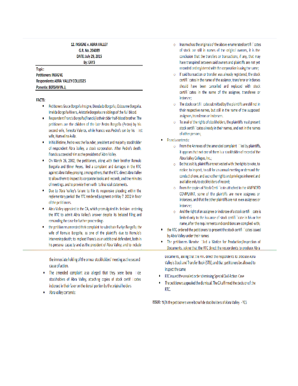 Borgonia vs abra - case digest - Introduction to Political Science - Studocu