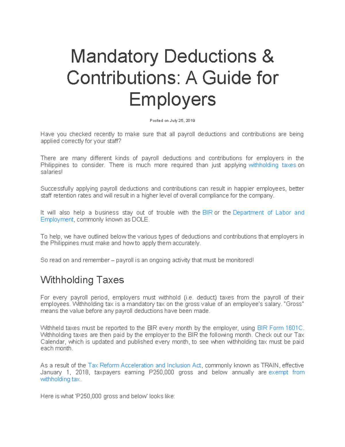 Mandatory Deductions - There is much more required than just applying ...