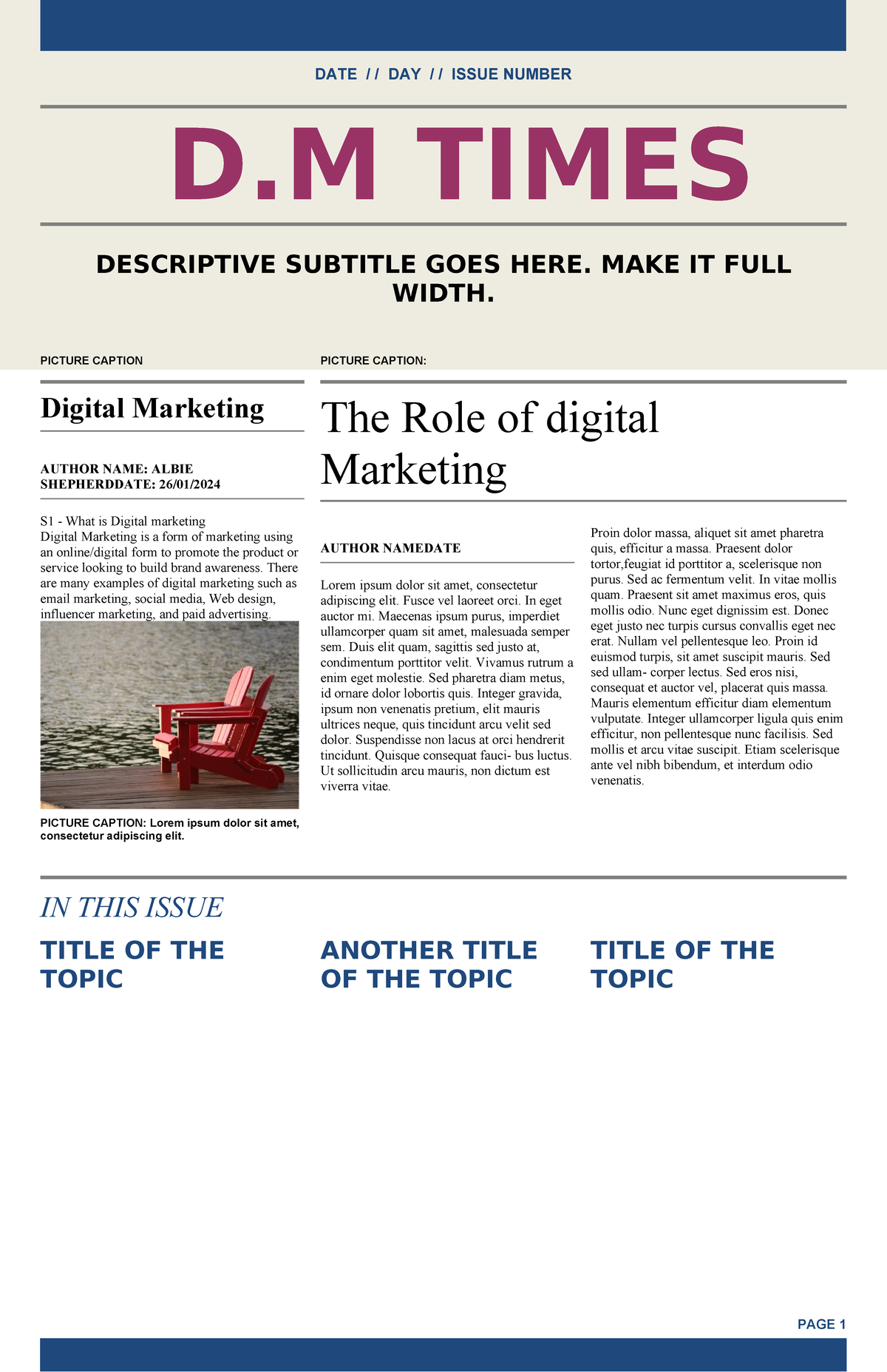 Newspaper template - Need this use it - D TIMES DESCRIPTIVE SUBTITLE ...