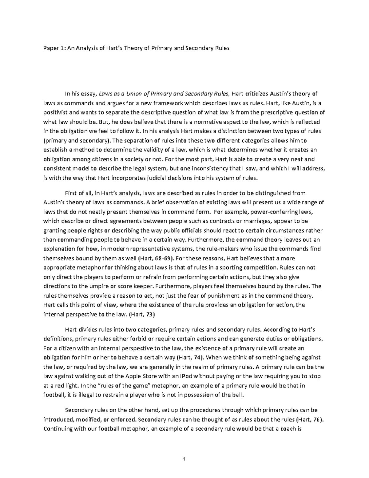 1 - Summary Humanities, Philosophy and Law - Paper 1: An Analysis of ...
