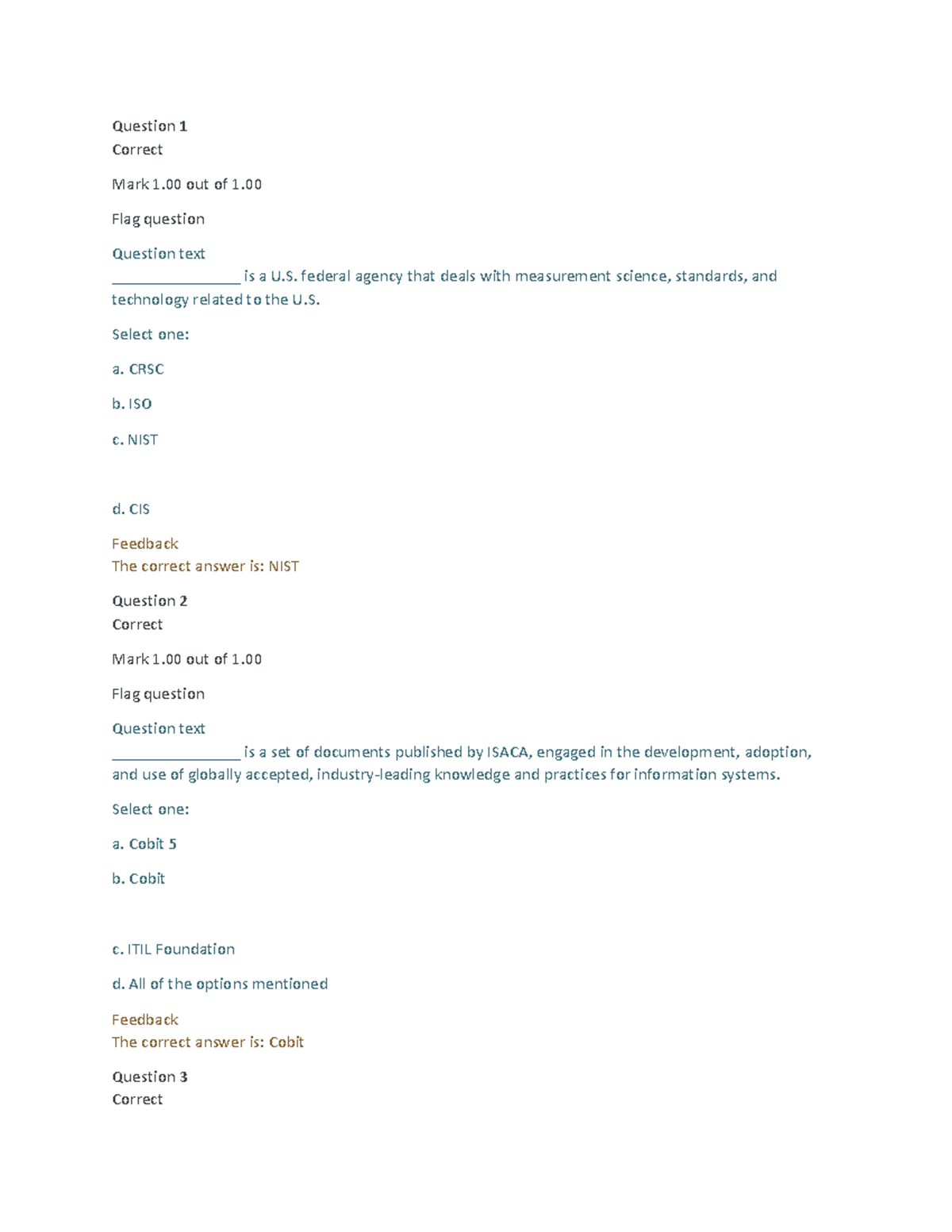 Document 7 - CS 700 MCQs Assignment 2 - Question 1 Correct Mark 1 out ...