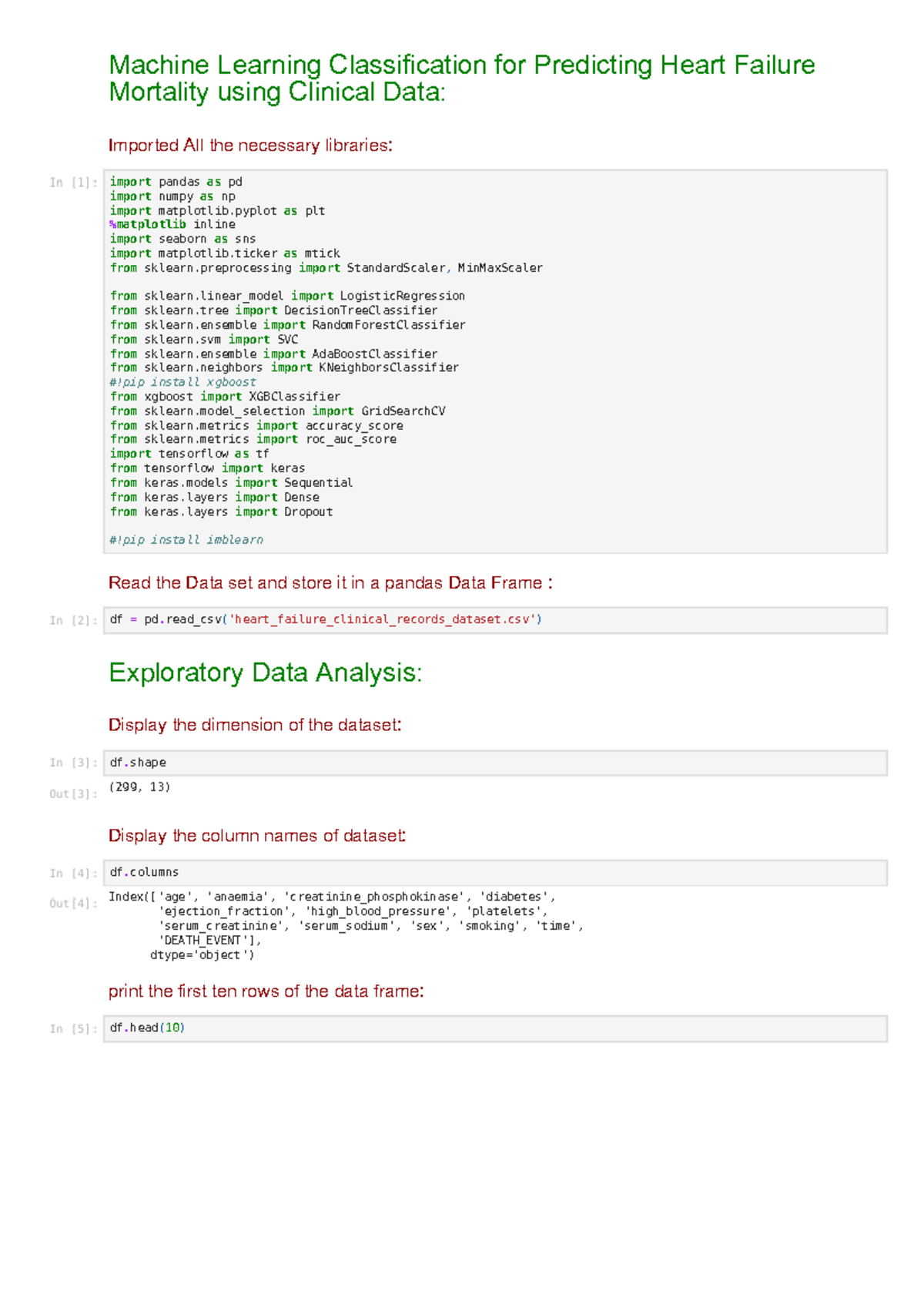 Predicting Heart Failure Mortality using Clinical Data - Machine ...