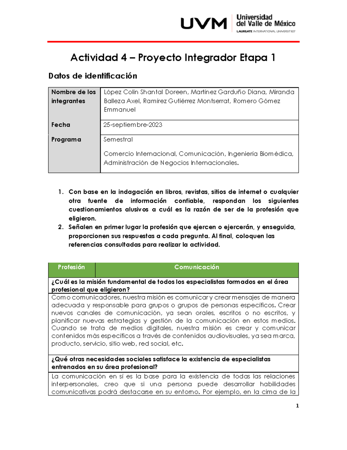 A4 DMG SDLC AMB MRG ERM - Asignación - Actividad 4 – Proyecto Integrador Etapa 1 Datos de - Studocu