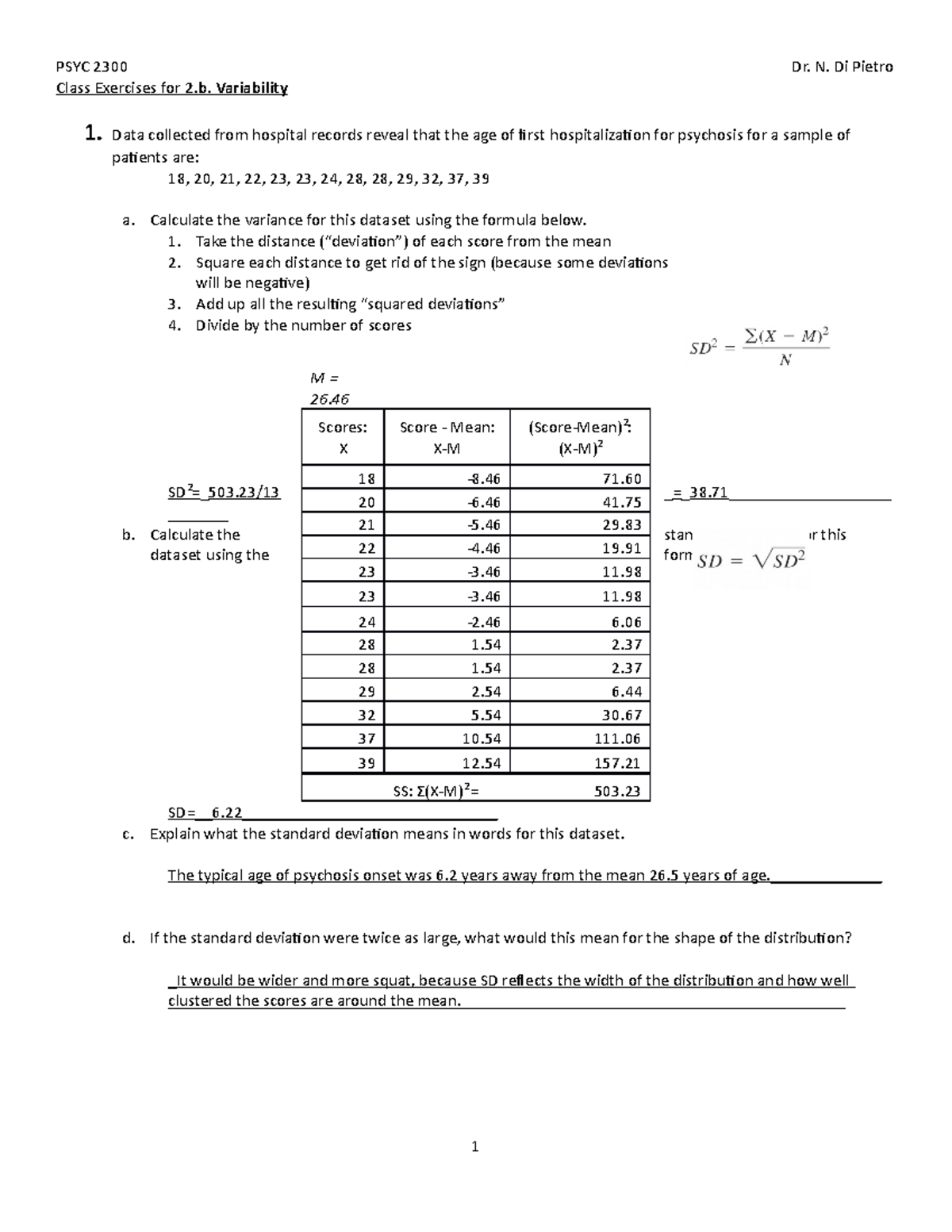 2b. Class worksheet w Answers W2021 - PSYC 2300 Dr. N. Di Pietro Class ...