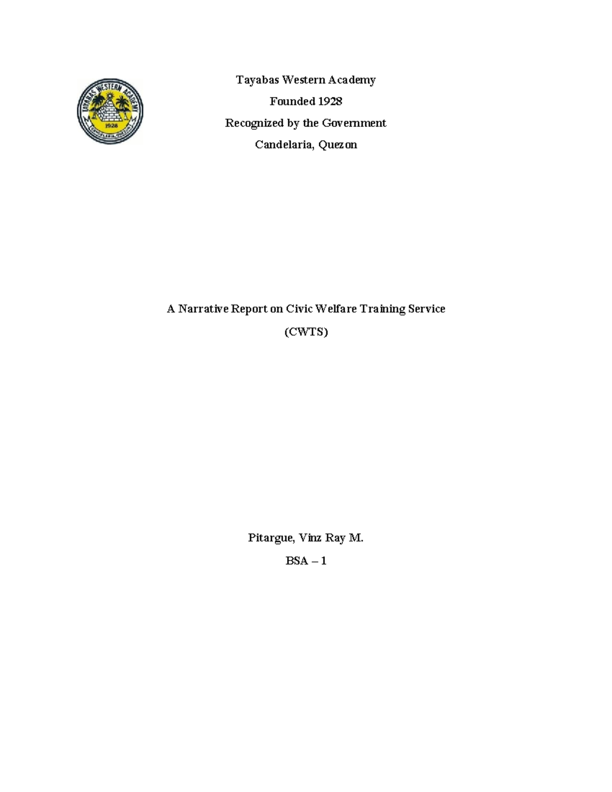 CWTS Narrative Report - Conceptual Framework and Accounting Standards ...
