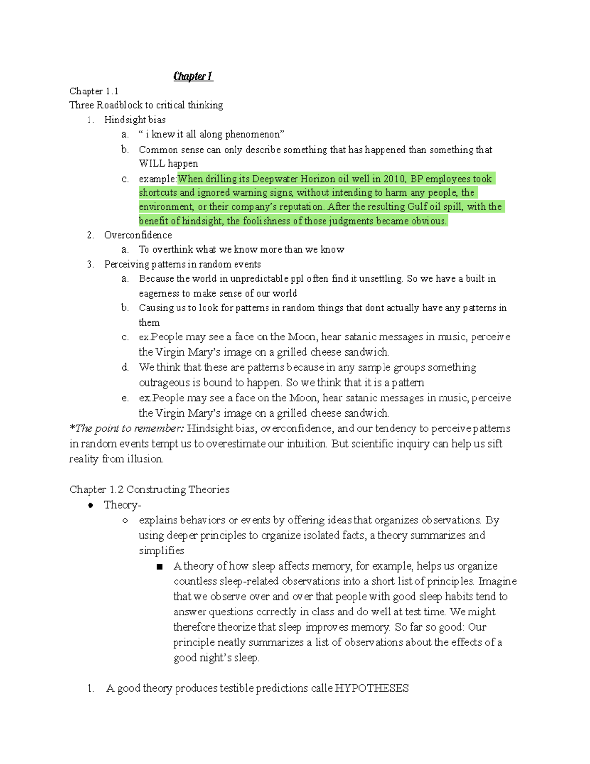 Chapeter 1 - Chapter 1 Review - Chapter 1 Chapter 1. Three Roadblock to ...