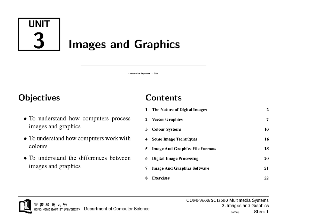 Unit 3 - Multimedia Systems (Images & Graphics) - UNIT 3 Images and Graphics Formatted on ...