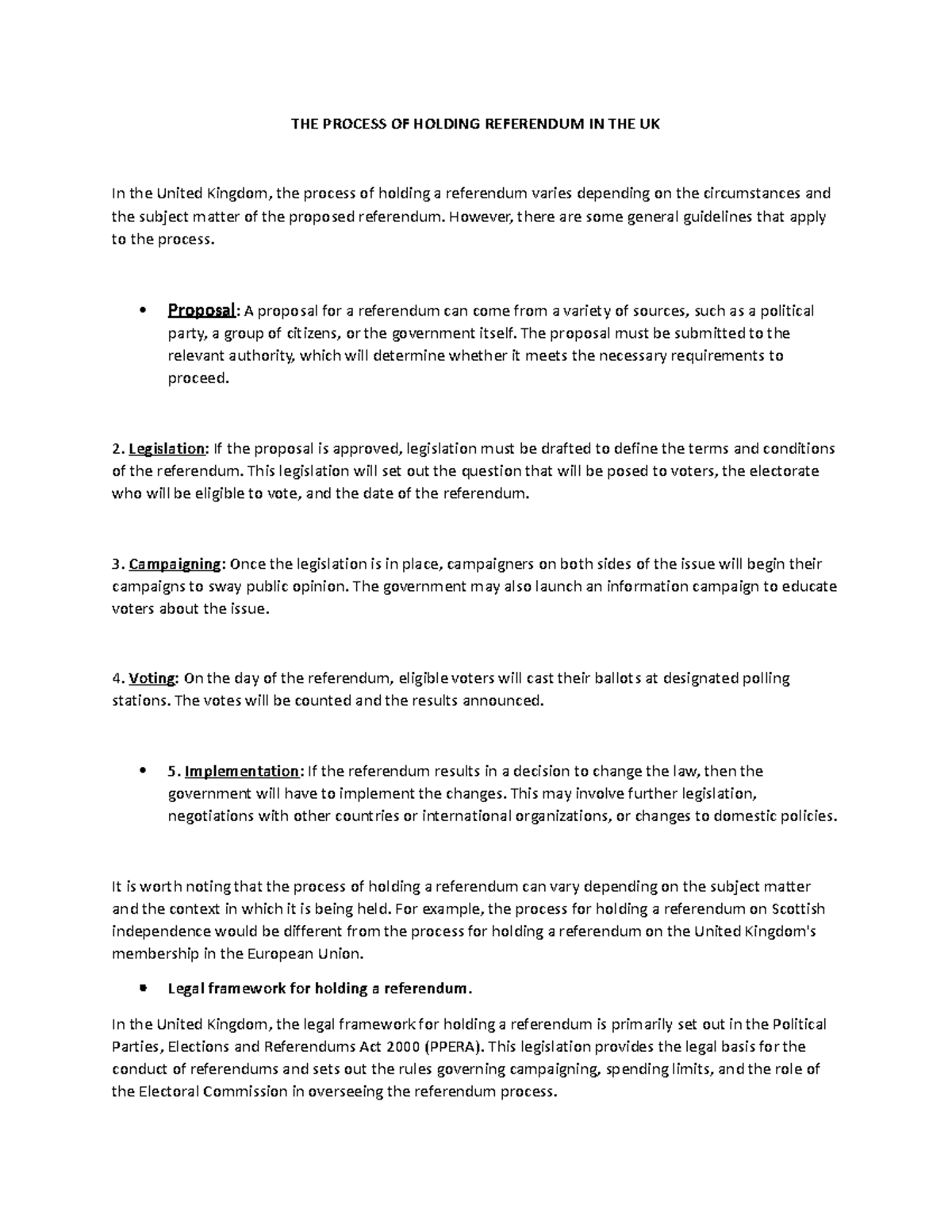 Process of holding a referendum - Entrepreneural Education - NU - Studocu