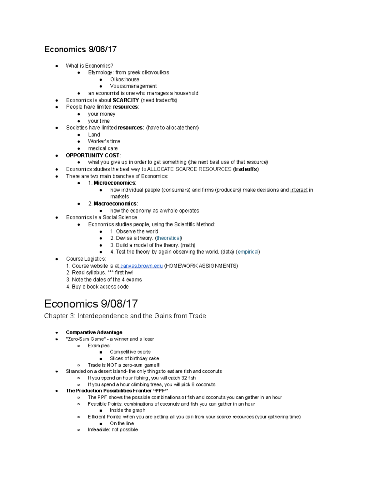Unit 1 Economics Notes - Economics 9/06/ What is Economics? Etymology ...