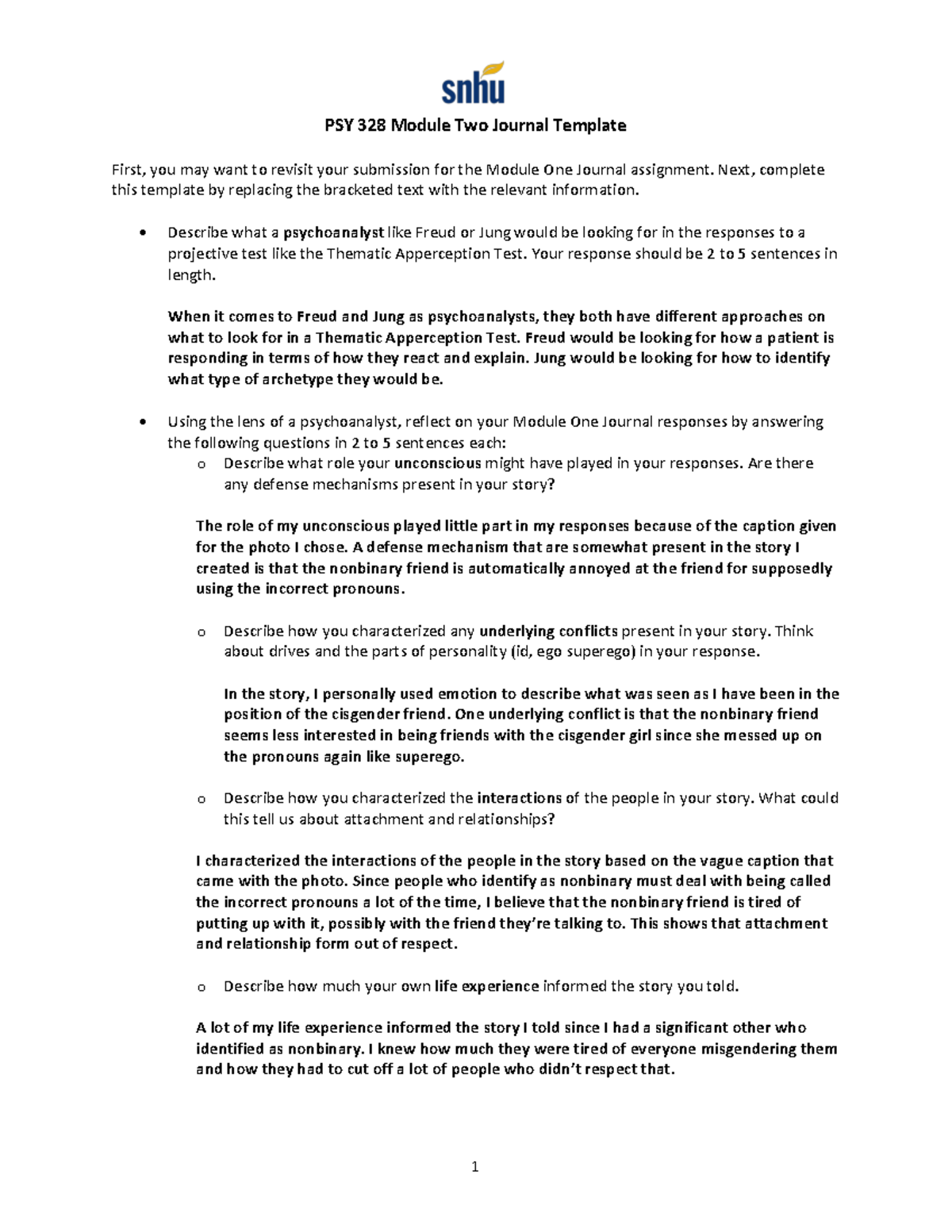 PSY 328 Module Two Assignment - 1 PSY 328 Module Two Journal Template ...