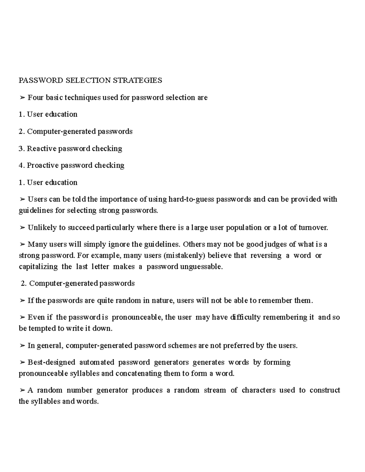 Password Selection Strategies - PASSWORD SELECTION STRATEGIES Four ...