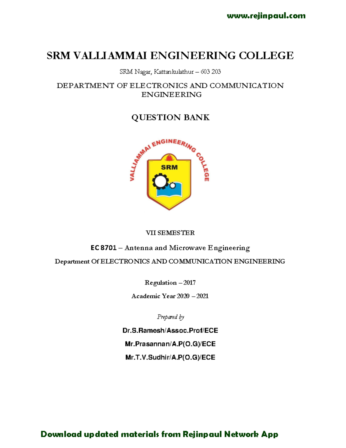 EC8701-Antenna and microwave engineering notes - Antenna - Studocu