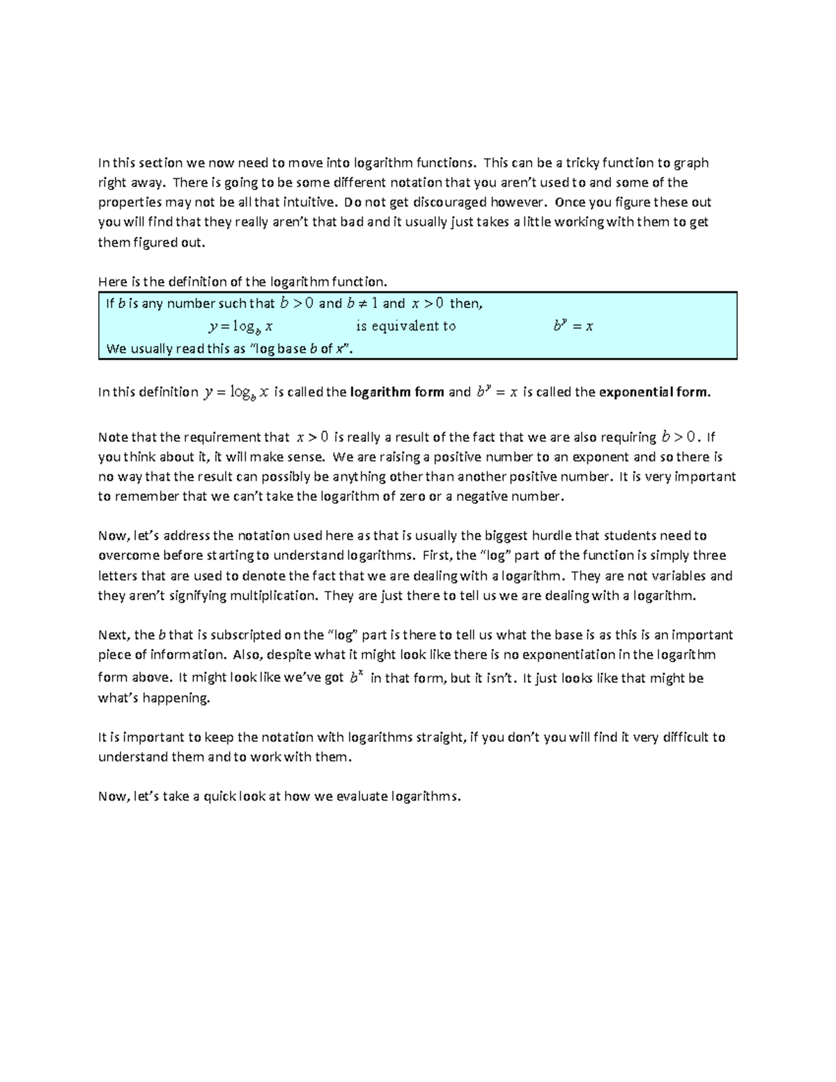 Colleg Algebra Logarithm Functions-1-10 - Warning: TT: undefined function: 32 Section 6-2 ...