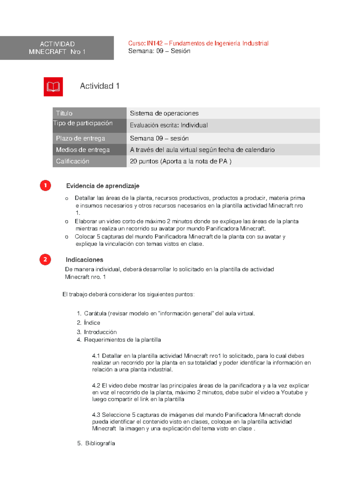 Instructivo Actividad Minecraft 1 Semana 09 - Curso: IN 142 ...