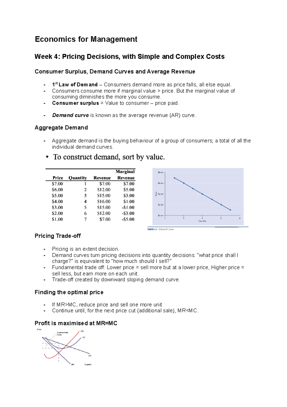 Economics for Management Week 4 Notes - Economics for Management Week 4 ...