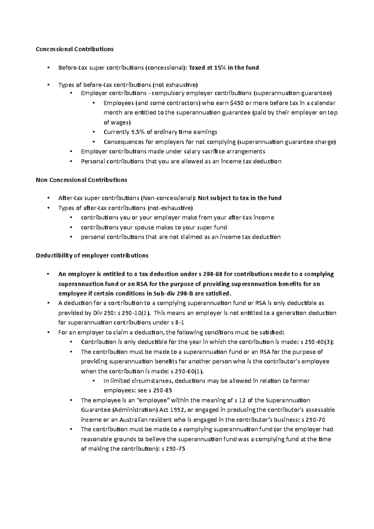 Final exam bring in - Concessional Contributions super contributions ...