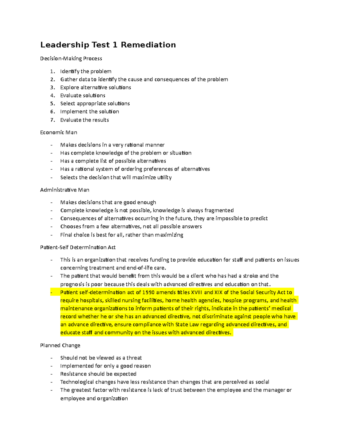 Remediation Test 1Leadership - Leadership Test 1 Remediation Decision ...
