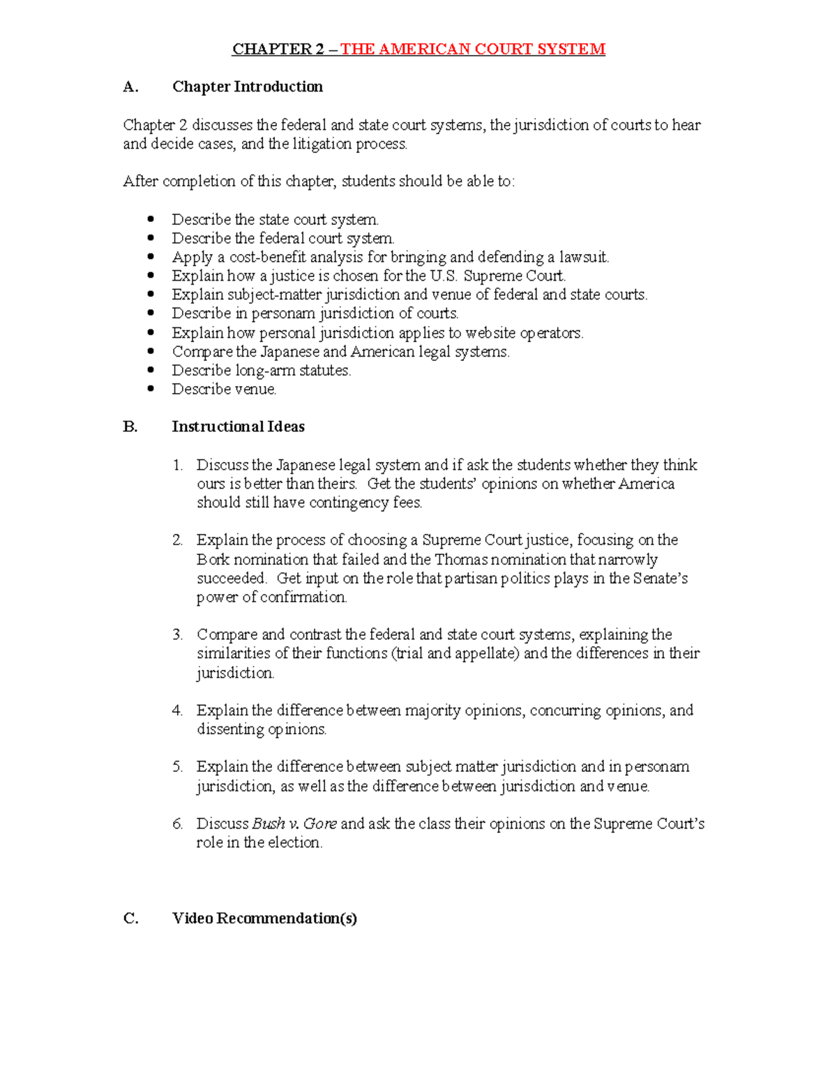 Ch02 The American Court System - CHAPTER 2 – THE AMERICAN COURT SYSTEM ...