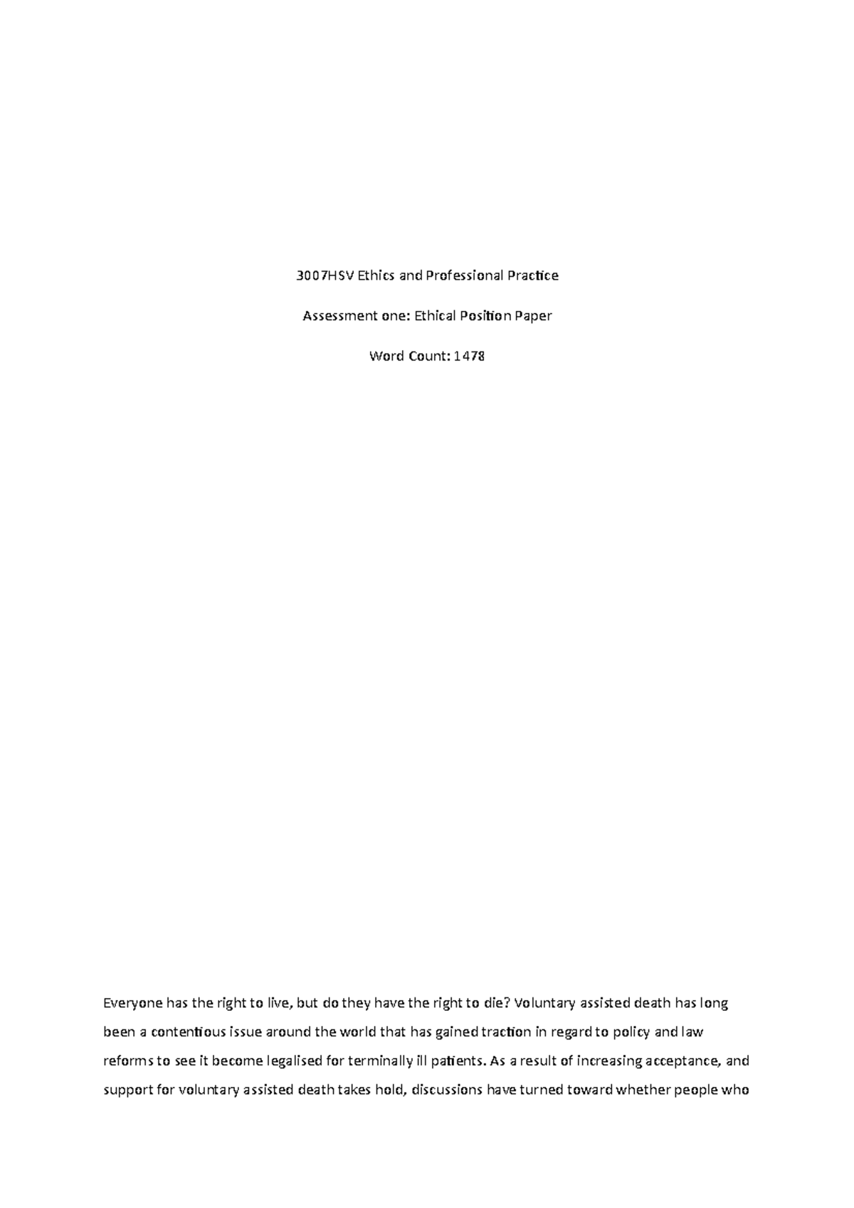 3007HSV Ethical Position Paper - 3007HSV Ethics and Professional ...
