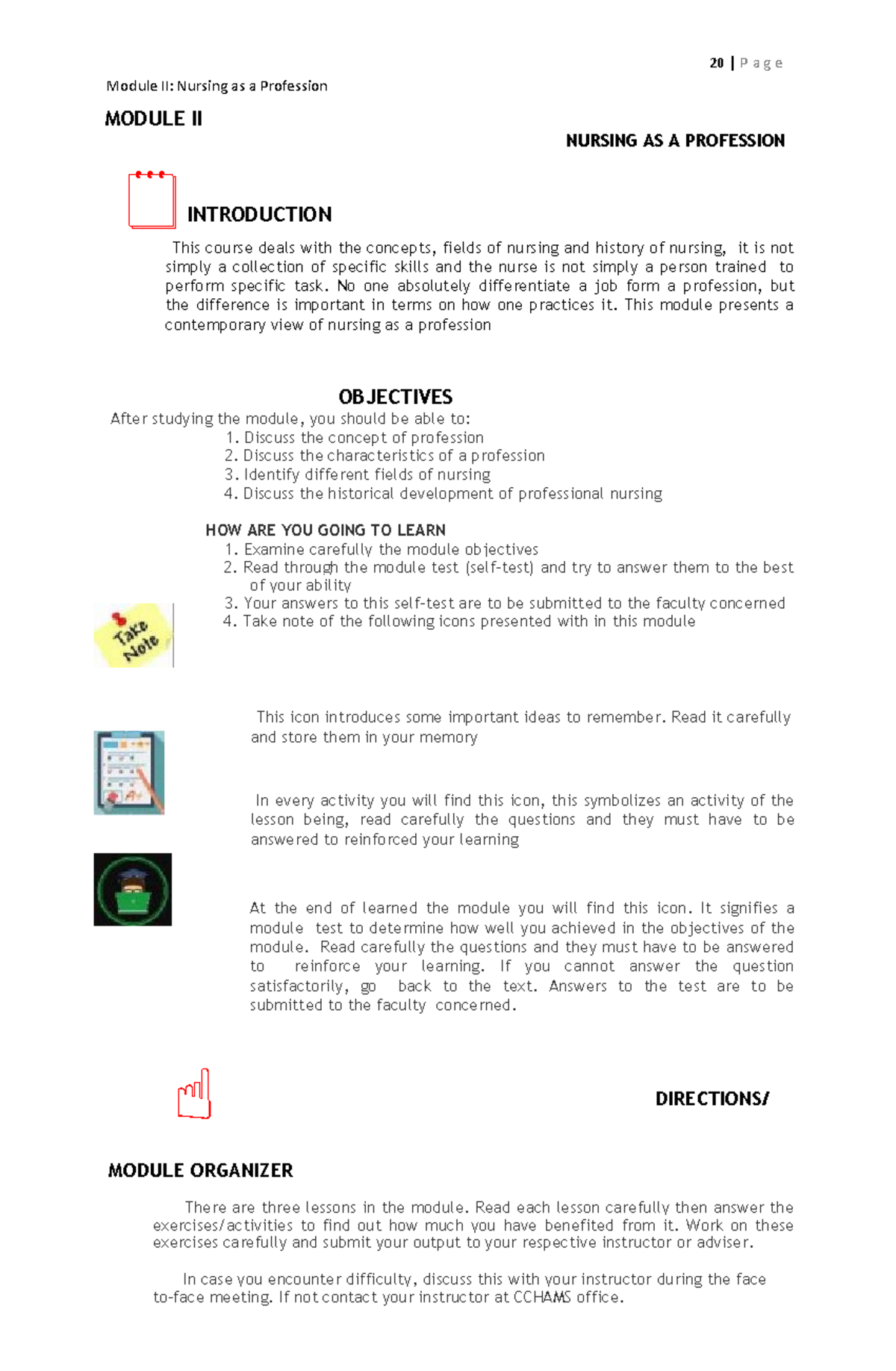 Lesson 1 Concept of Profession - 20 | P a g e Module II: Nursing as a ...