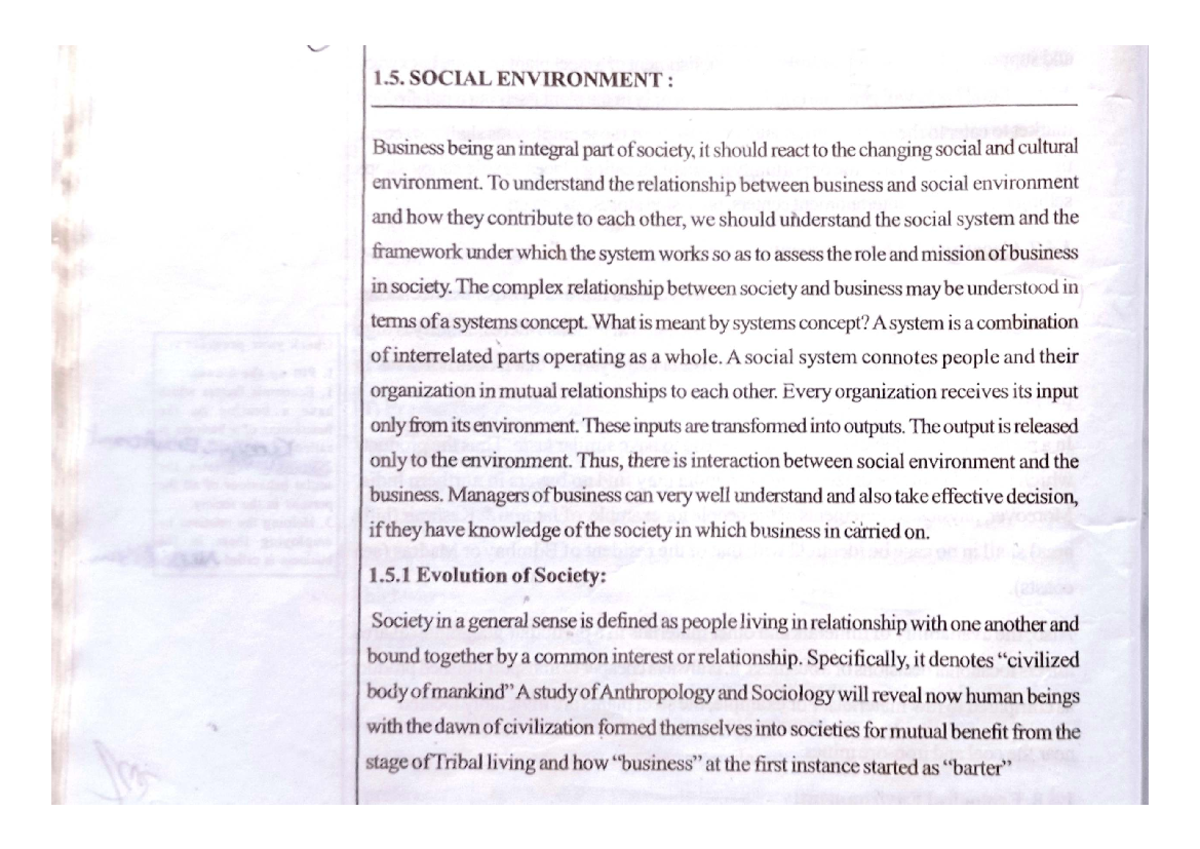 Social Environment - Usefull - B.com - Studocu