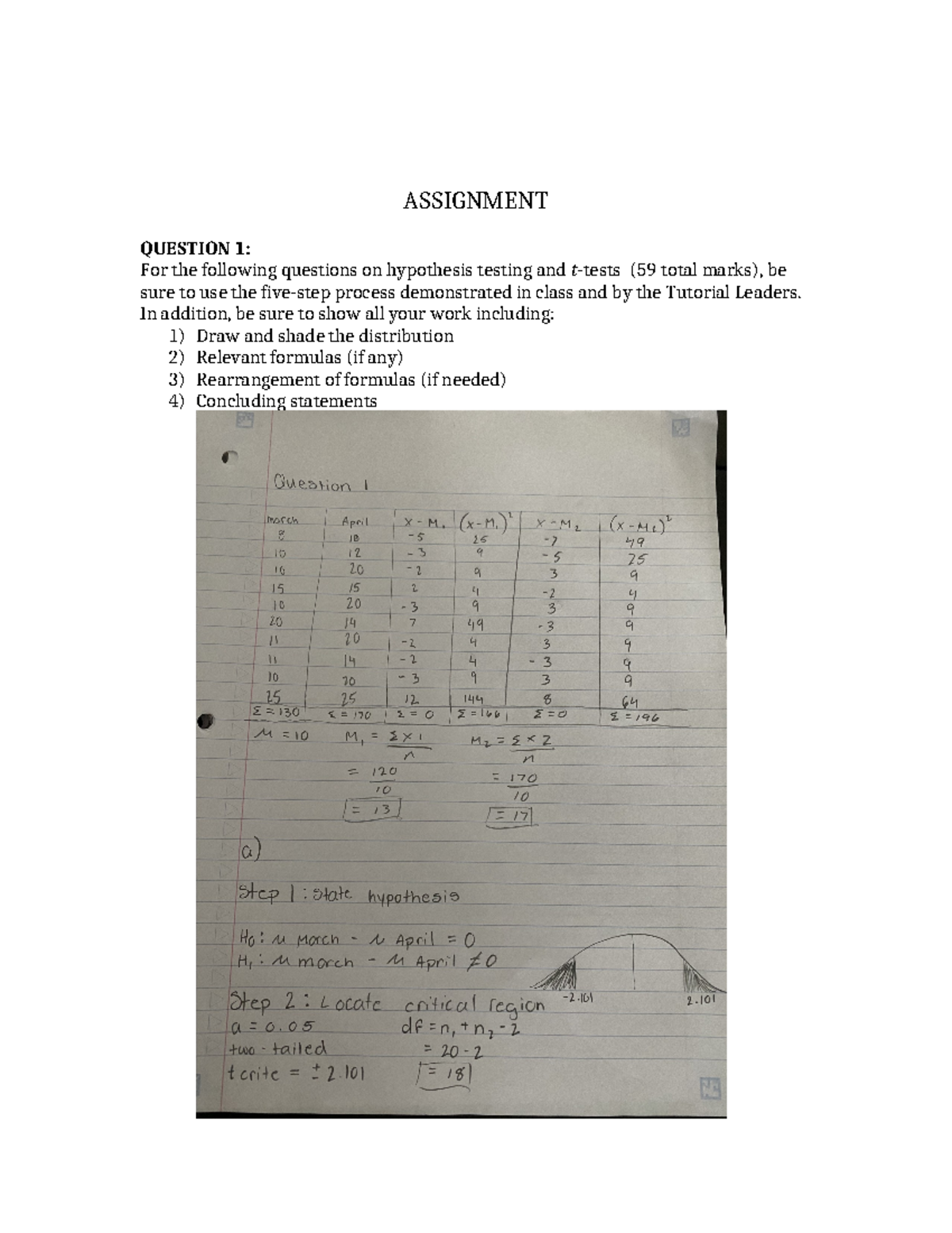 LAB7Handout - ASSIGNMENT QUESTION 1: For the following questions on ...