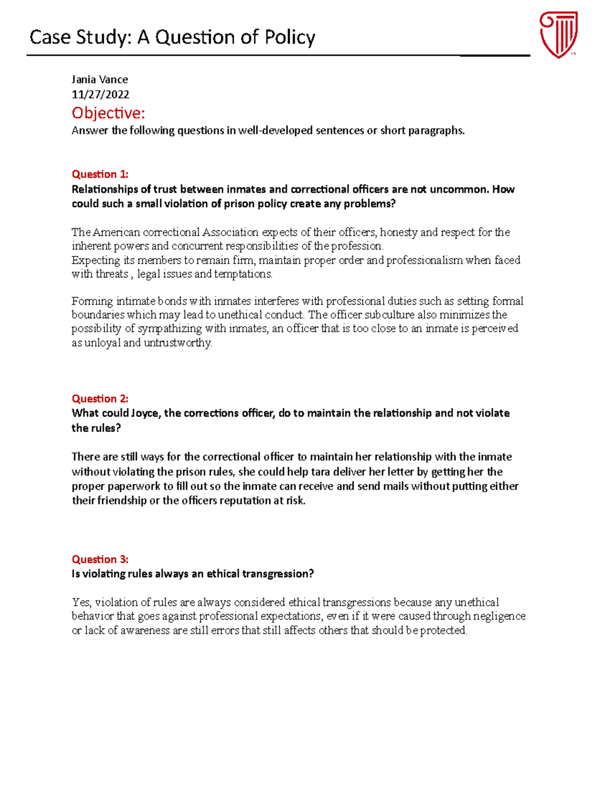 CRJ220Question-of-Policy-Template Final Version - Case Study: A ...