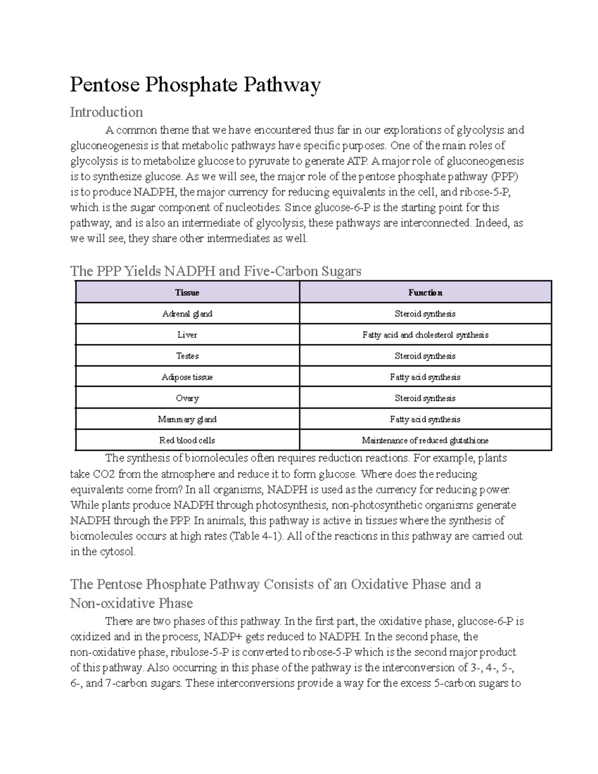 BMSC 230 Module 4 - Pentose Phosphate Pathway - Pentose Phosphate ...
