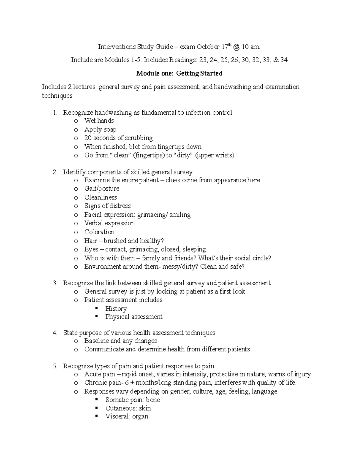 Interventions study guide Exam 1 - Interventions Study Guide – exam ...