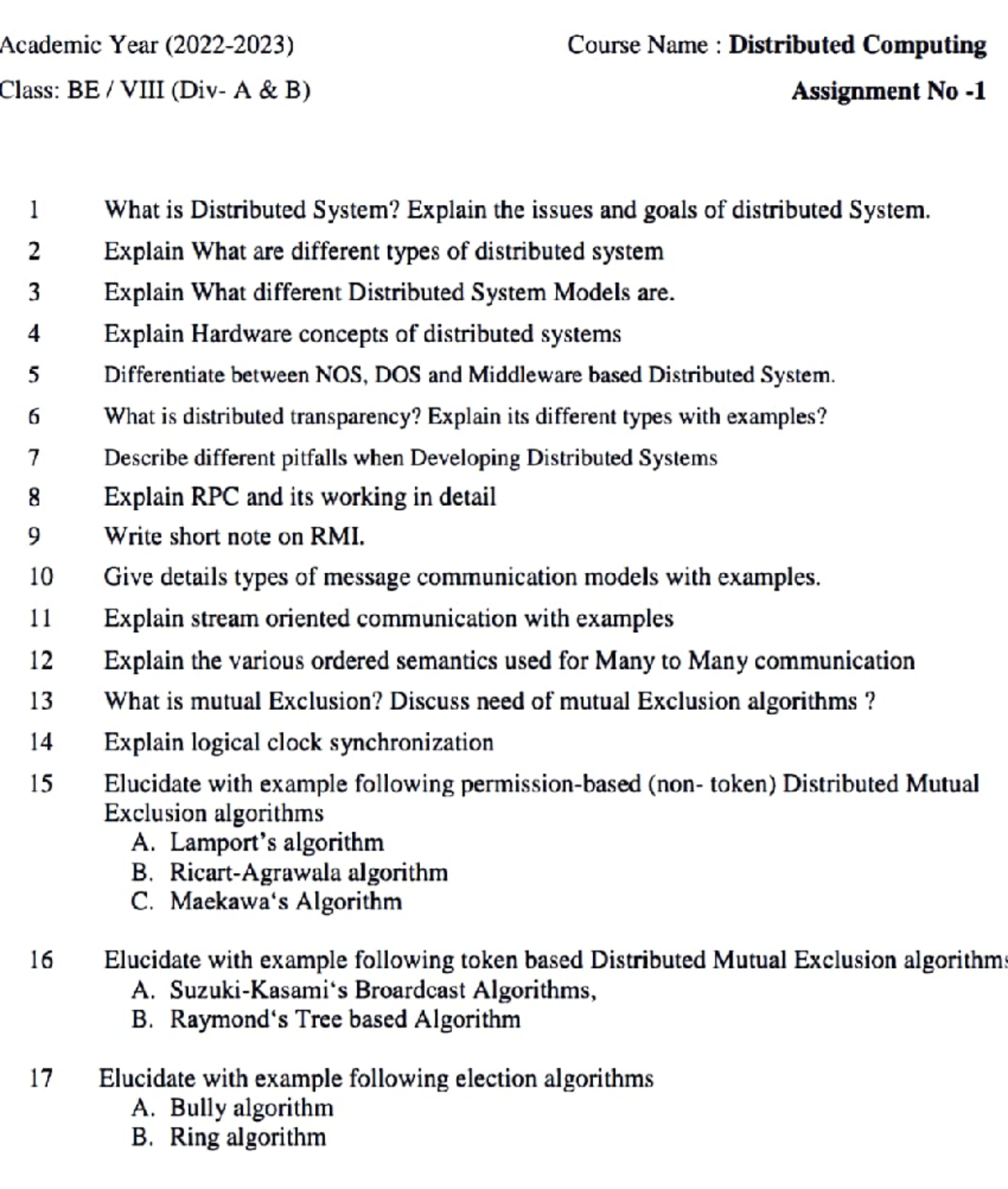 DC Assg1-(copy at own risk, idc, galat hai to mat likho, google karo) - Distributed Computing ...