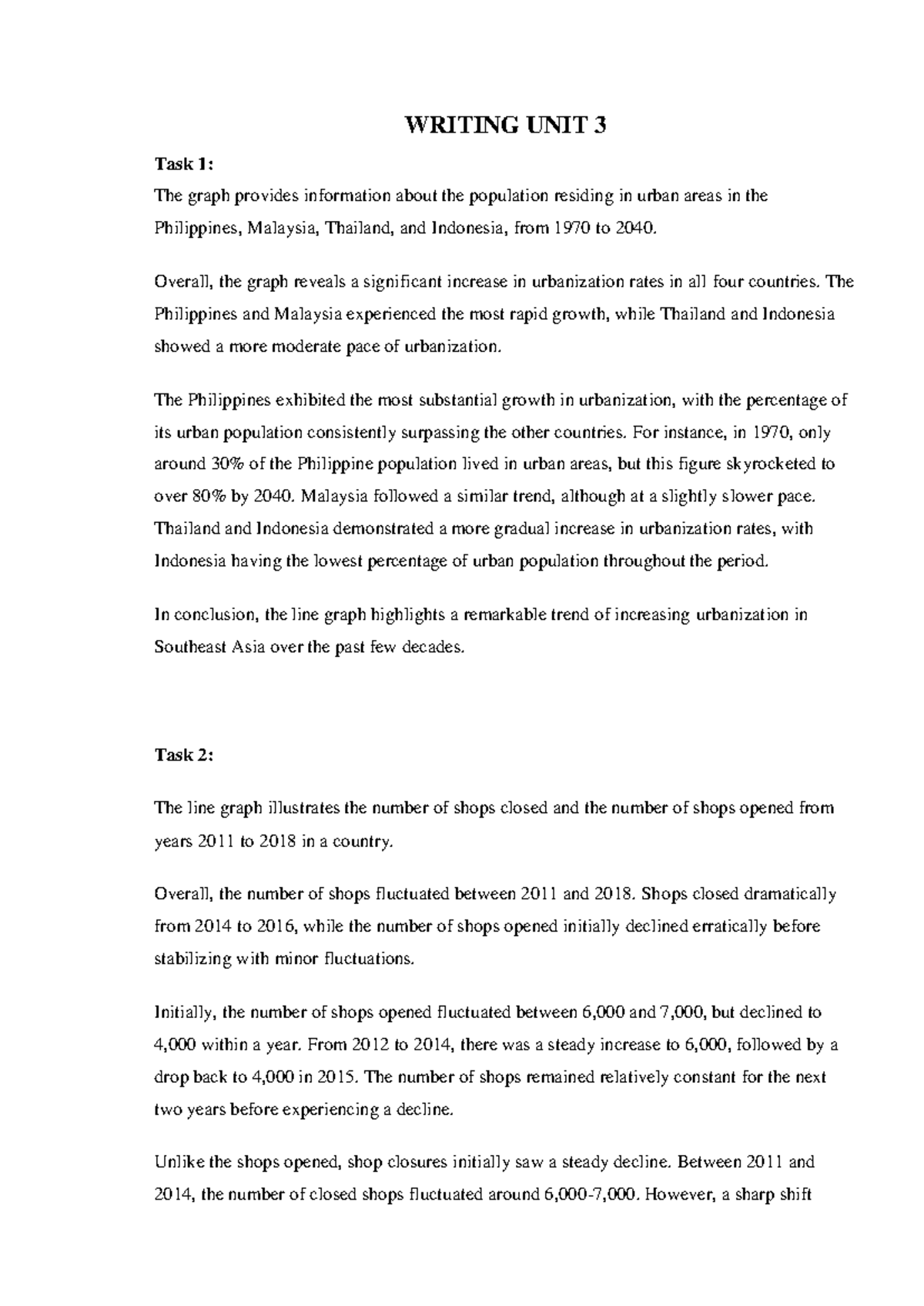 Writing UNIT 3 - WRITING UNIT 3 Task 1: The graph provides information ...