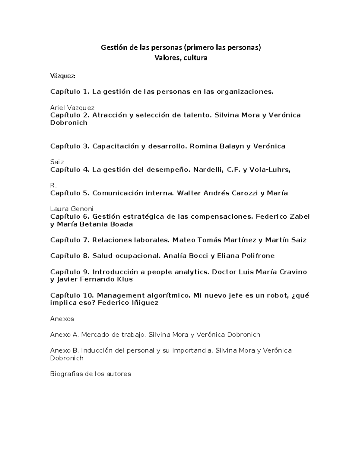 Apuntes clase para primer parcial - Gestión de las personas (primero ...