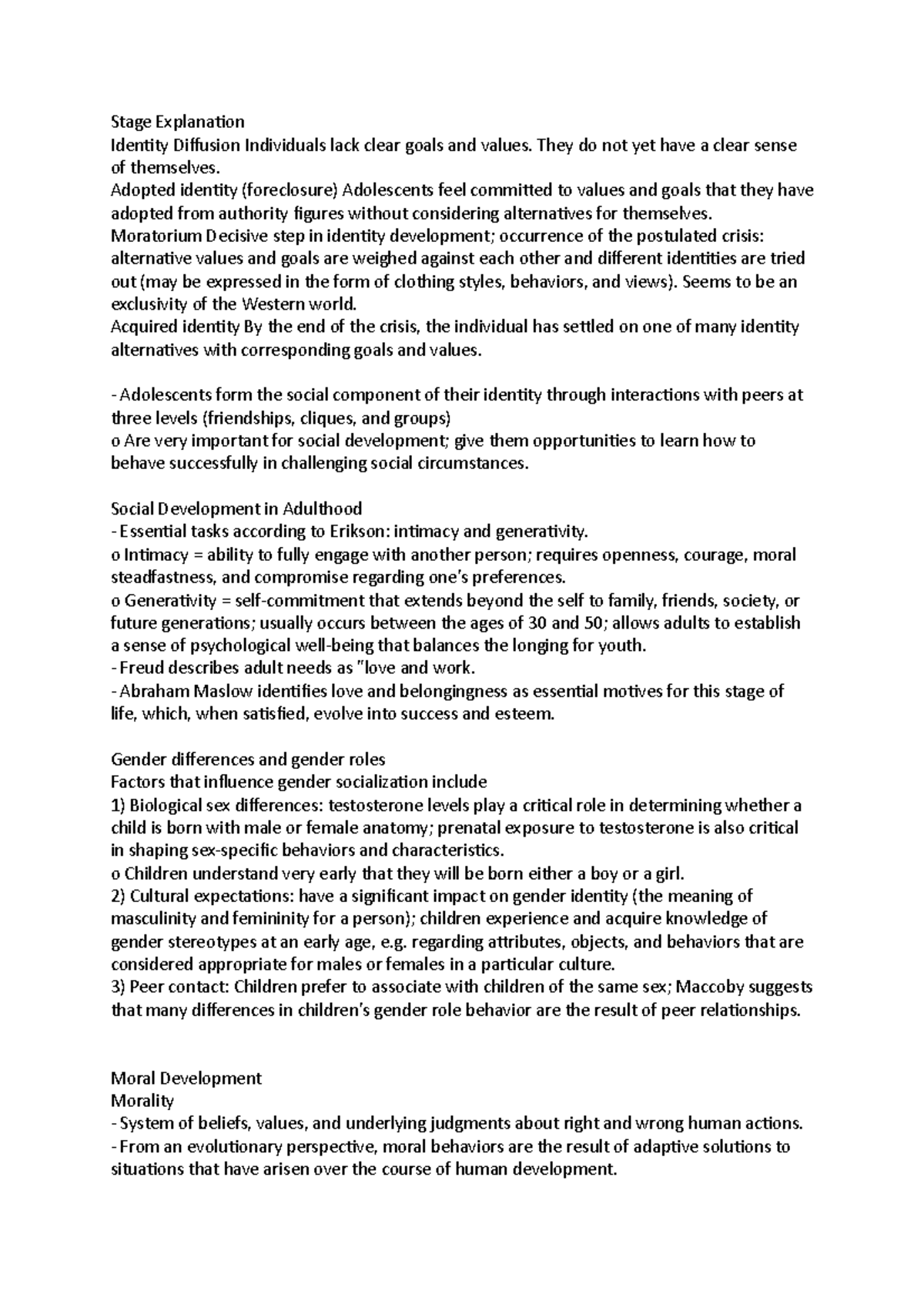 Stage Explanation - Abnormal Psychology - Stage Explanation Identity ...