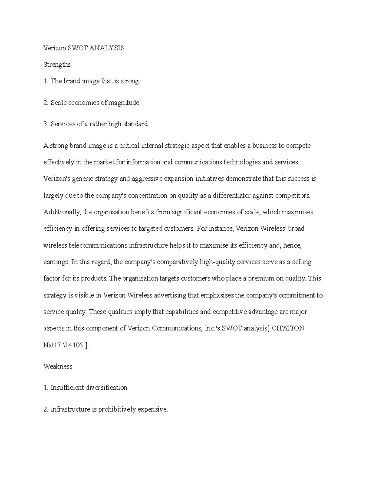 Verizon SWOT Analysis - Verizon SWOT ANALYSIS Strengths The brand image ...