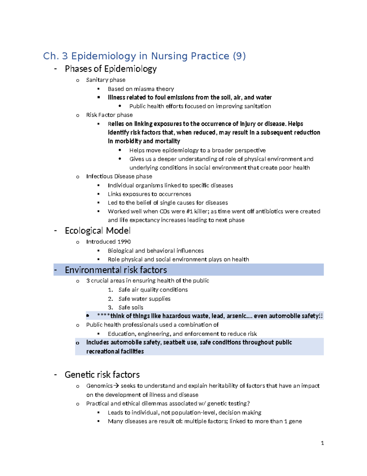 C Health Exam 4 - lecture notes - Ch. 3 Epidemiology in Nursing ...