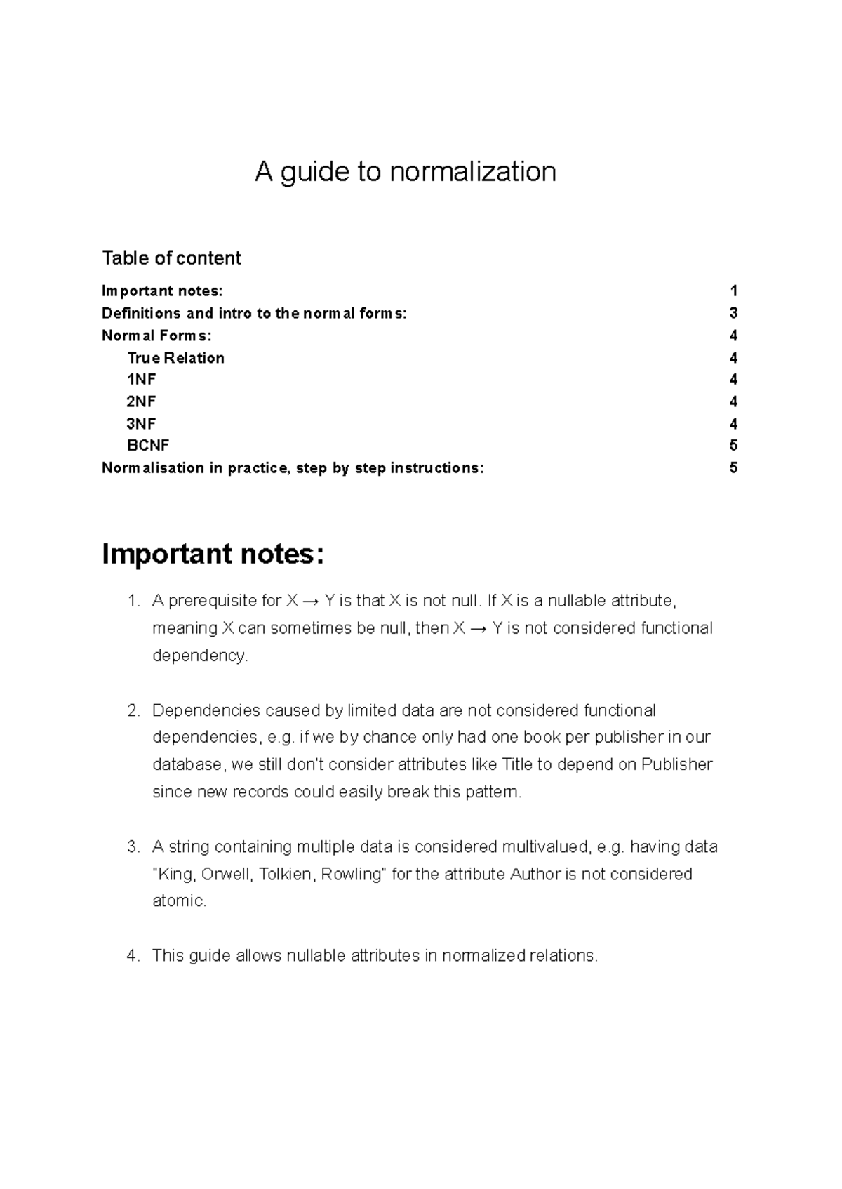 New Normalisation guide - A guide to normalization Table of content ...