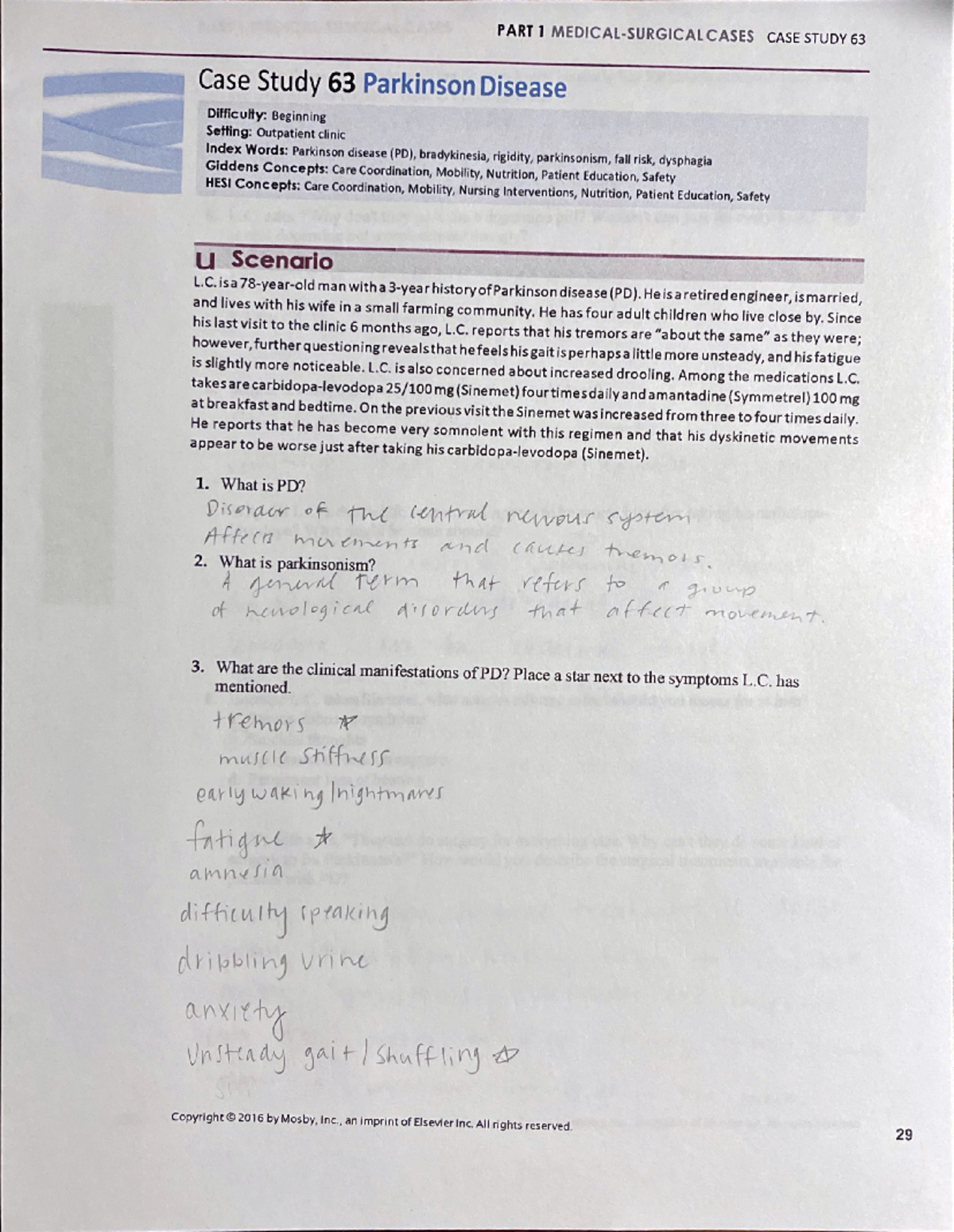 211L Parkinson’s case study - Nurs 211L - Studocu