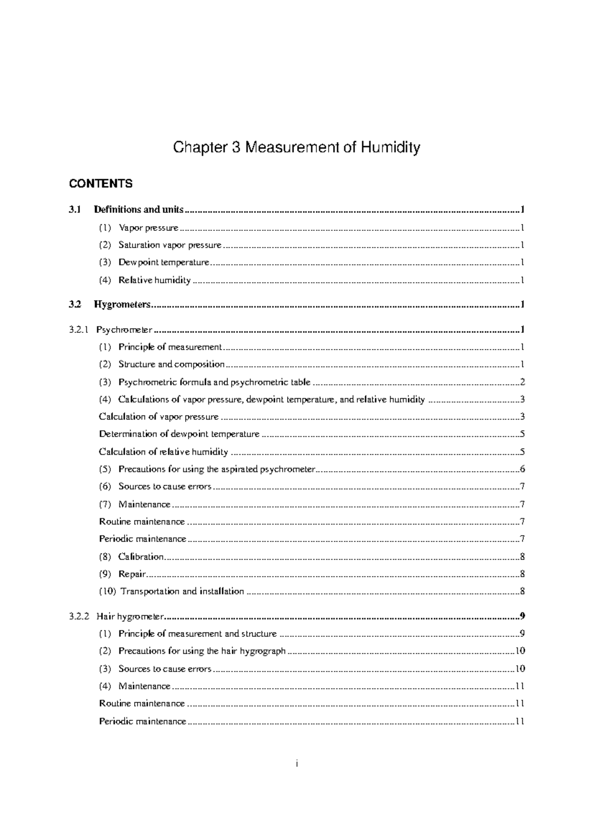 CP3-Humidity - Humidity - i Chapter 3 Measurement of Humidity 3 ...